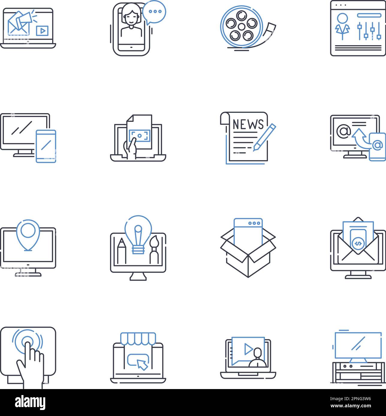 Media planning line icons collection. Strategy, Audience, Reach ... Media planning line icons collection. Strategy, Audience, Reach ...