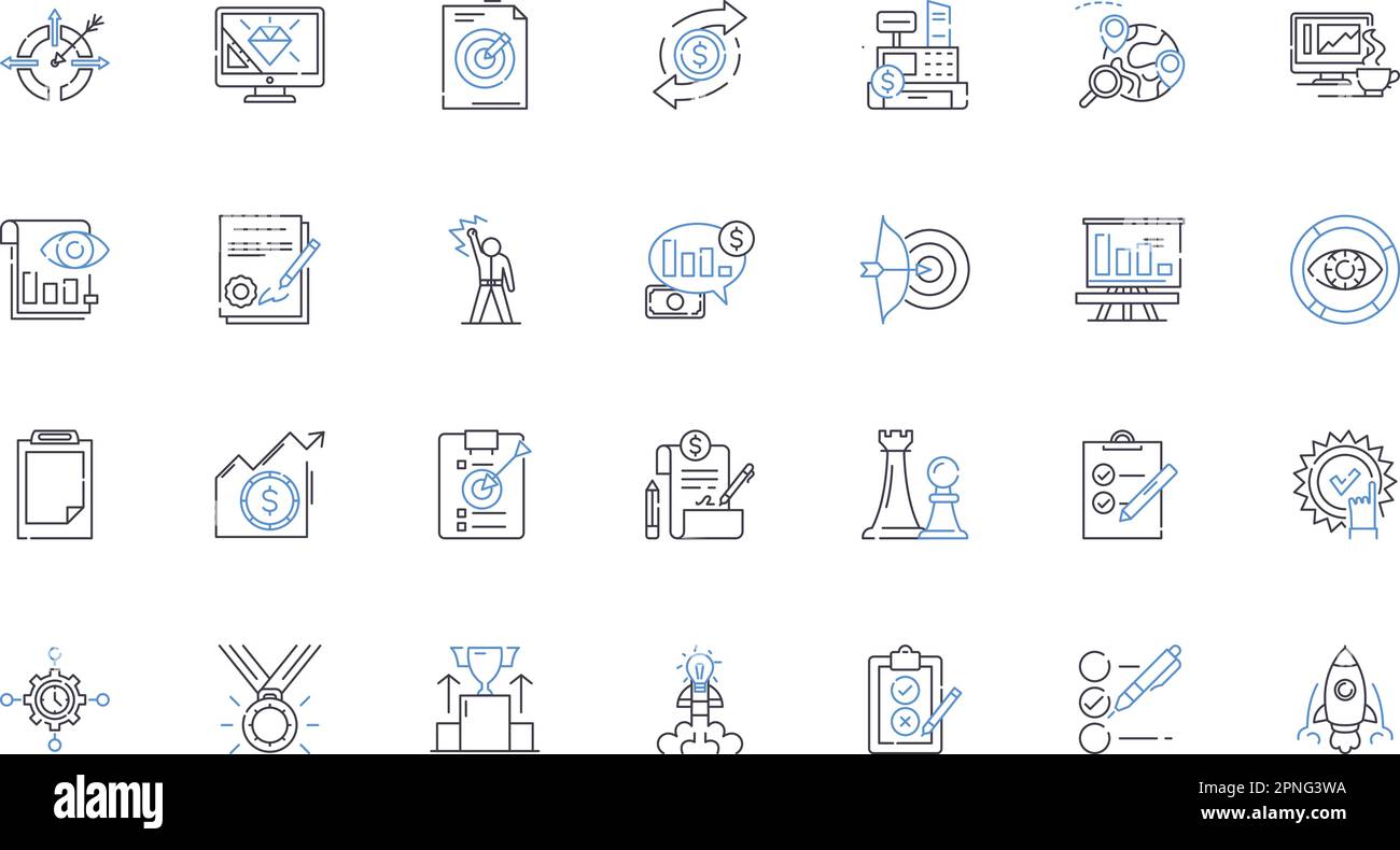 Market process line icons collection. Competition, Supply, Demand ...
