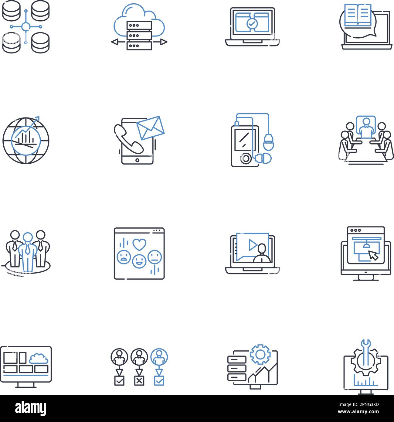 User engagement line icons collection. Interaction, Participation, Loyalty, Connection, Feedback ...