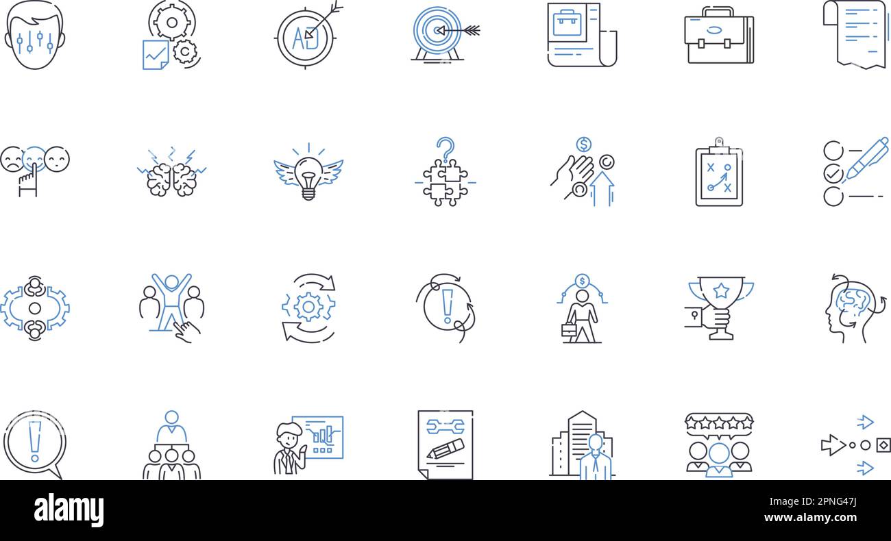 Firm Function Line Icons Collection Management Leadership Efficiency