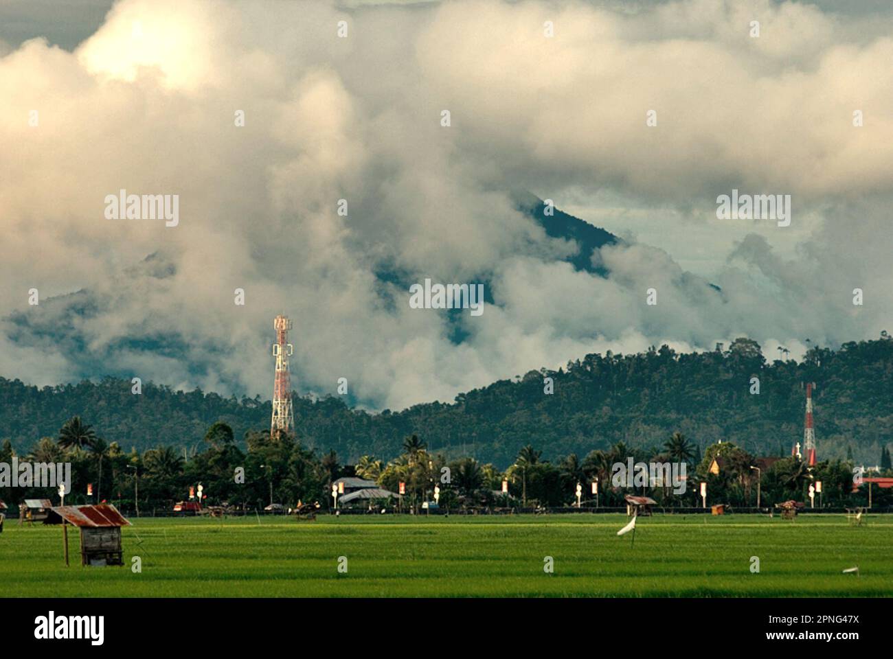 View of a part of Tondano City, the capital city of Minahasa regency ...