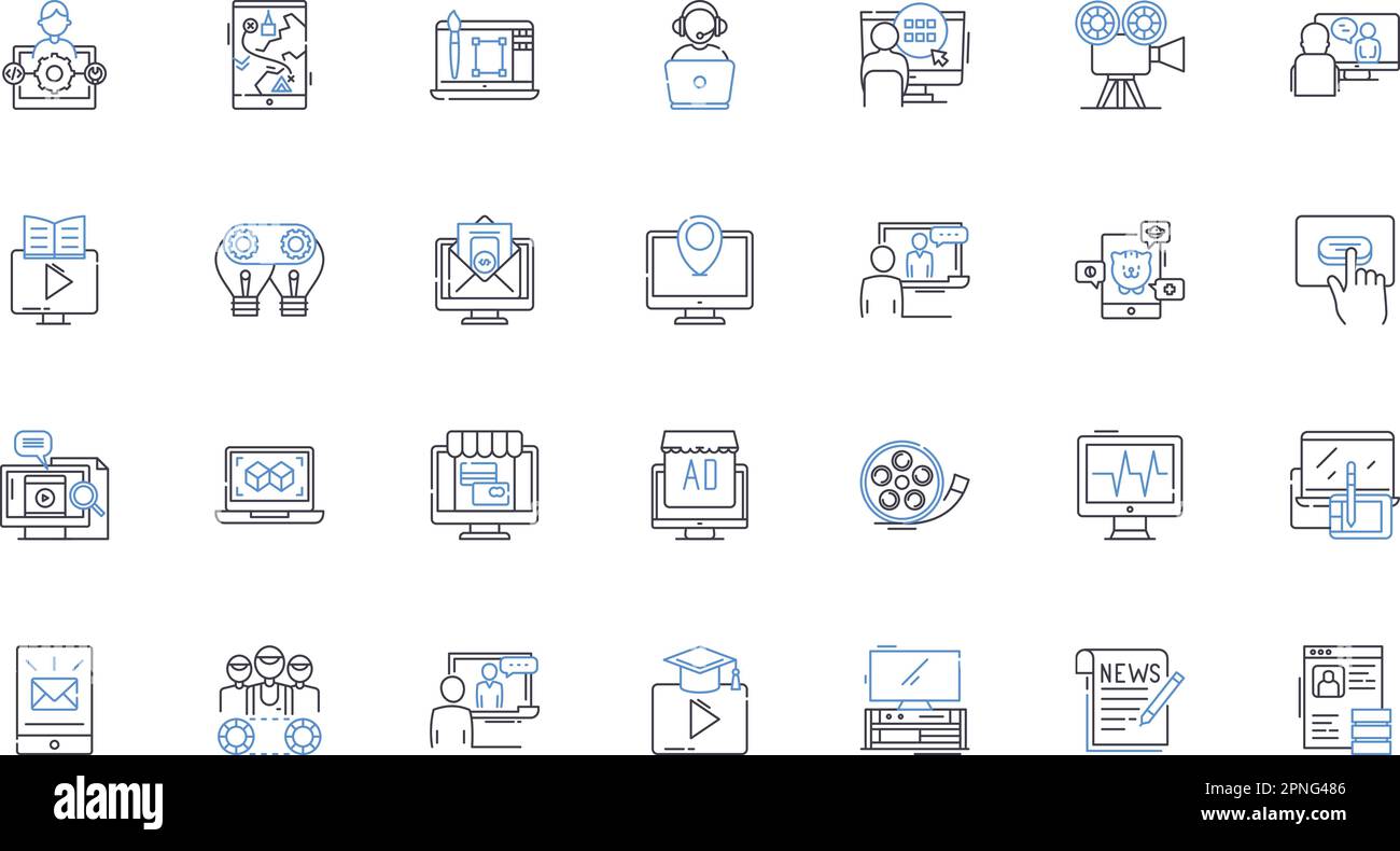 Film studio line icons collection. Production, Cinematography ...