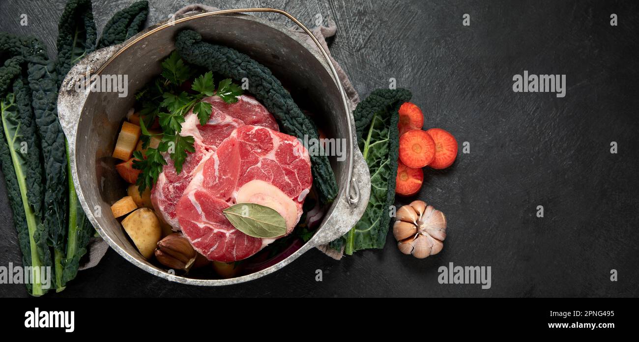 Beef and fresh vegetables for cooking, top view. Healthy and diet food ...