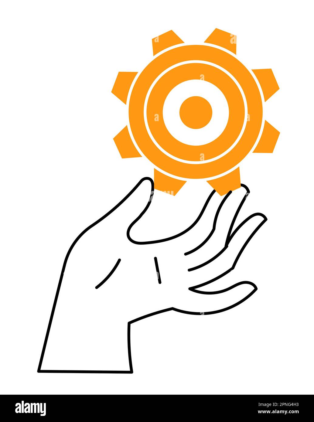 Hand holding gear sign professional tool Stock Vector Image & Art - Alamy