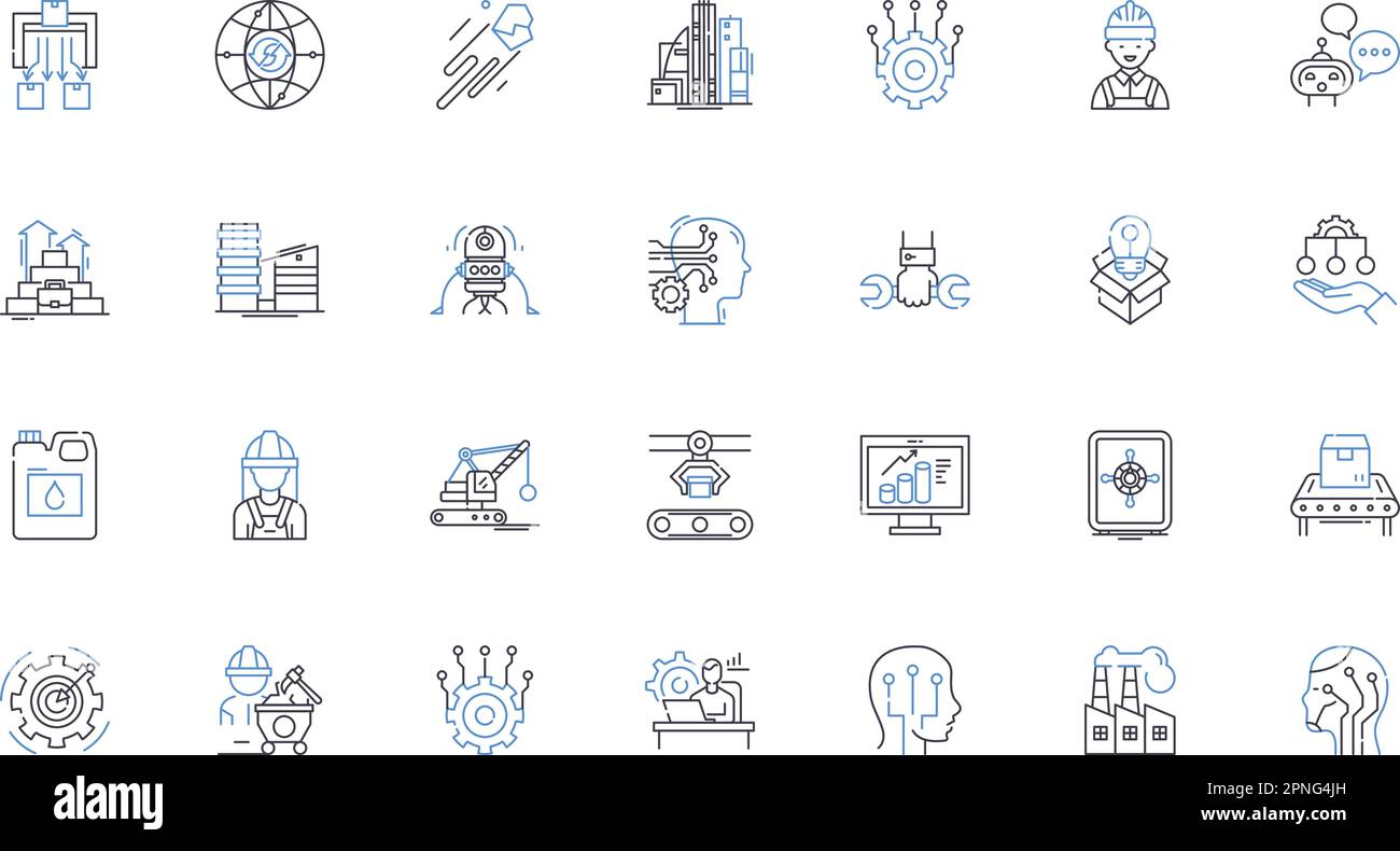 Trade sector line icons collection. Imports, Exports, Tariffs ...