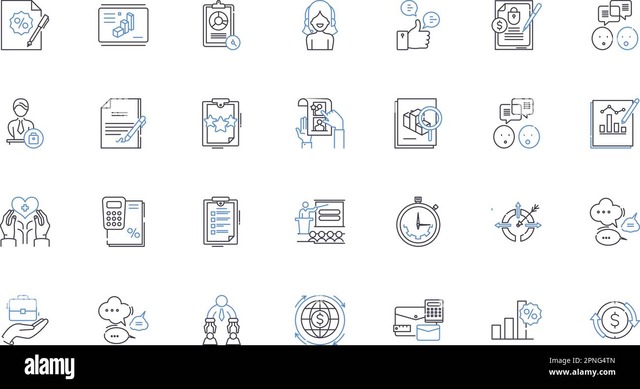 Digital Currency Line Icons Collection Blockchain Cryptocurrency