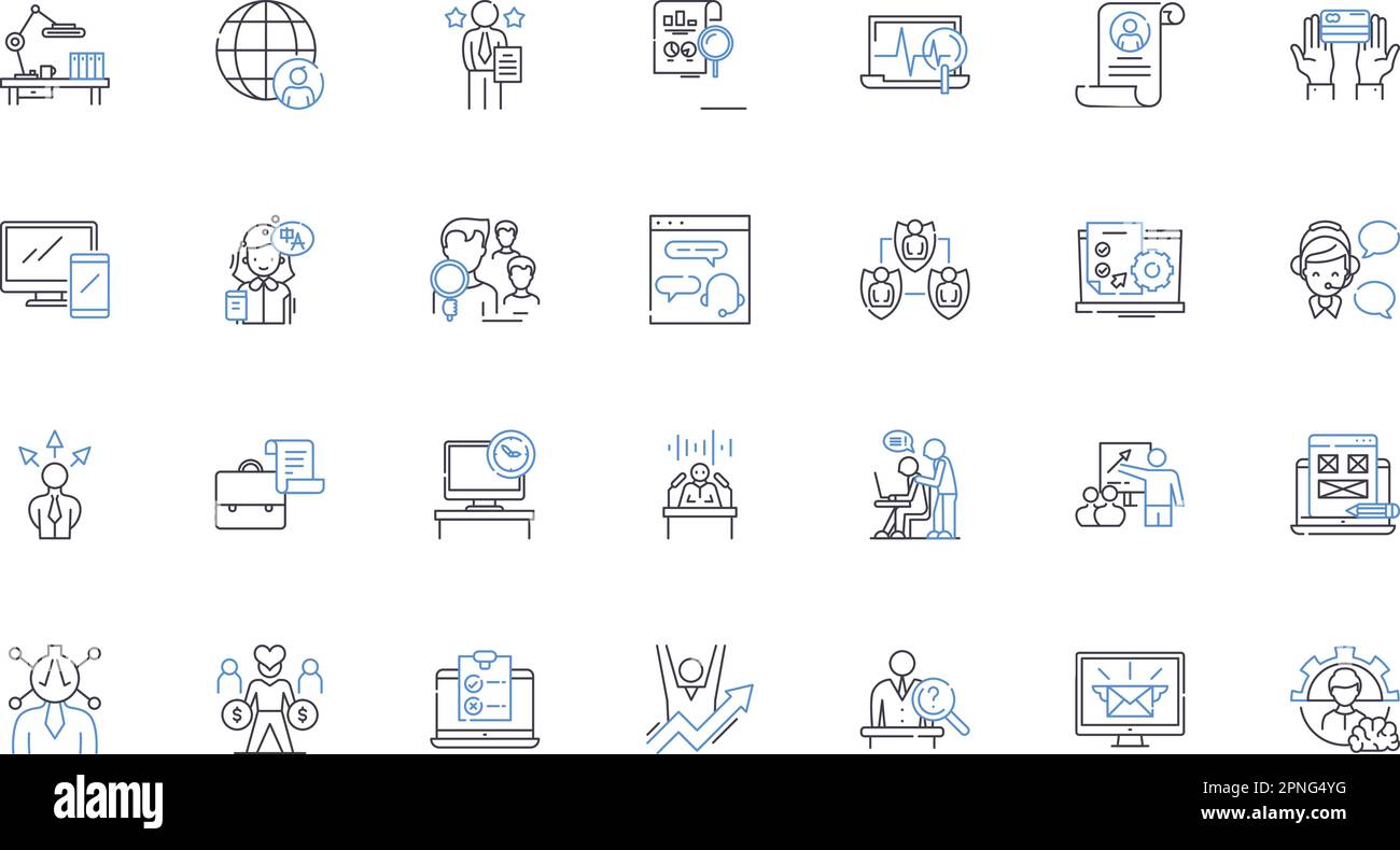 Convergent group line icons collection. Collaboration, Synergy ...