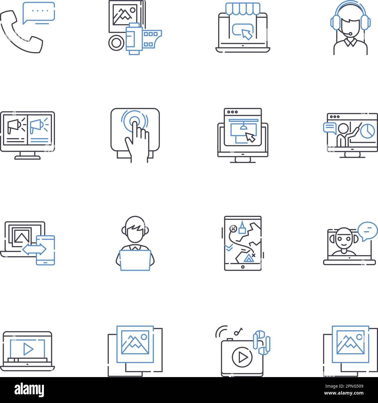 Radio Waves Line Icons Collection Frequency Amplification Antenna Transmission Reception