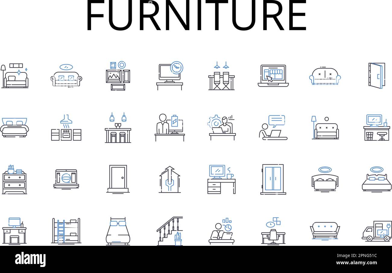 Furniture line icons collection. Chair, Table, Sofa, Cabinet ...