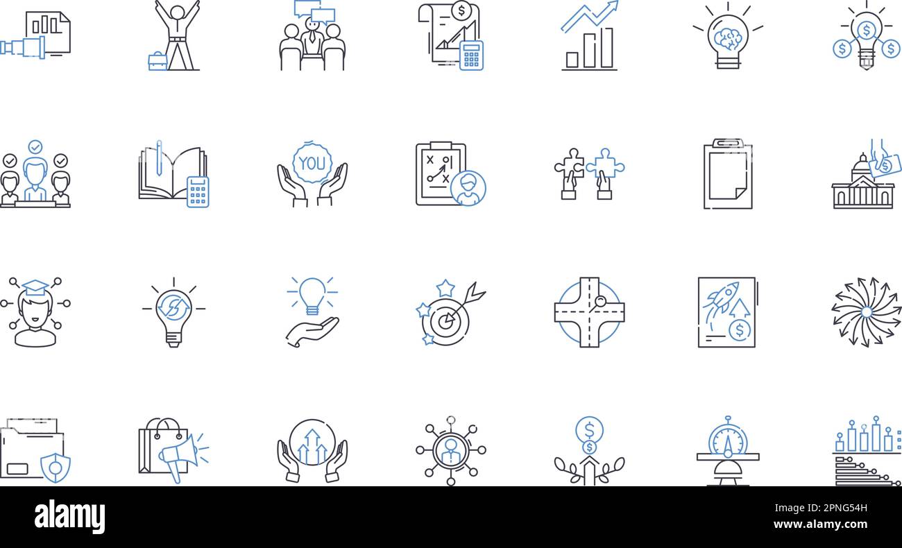 Sales Planning Line Icons Collection Forecasting Strategy Pipeline Targeting Prospecting