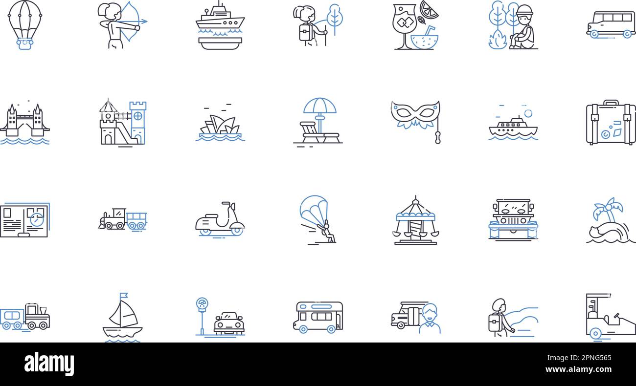 Wayfaring wanders line icons collection. Adventure, Exploration ...