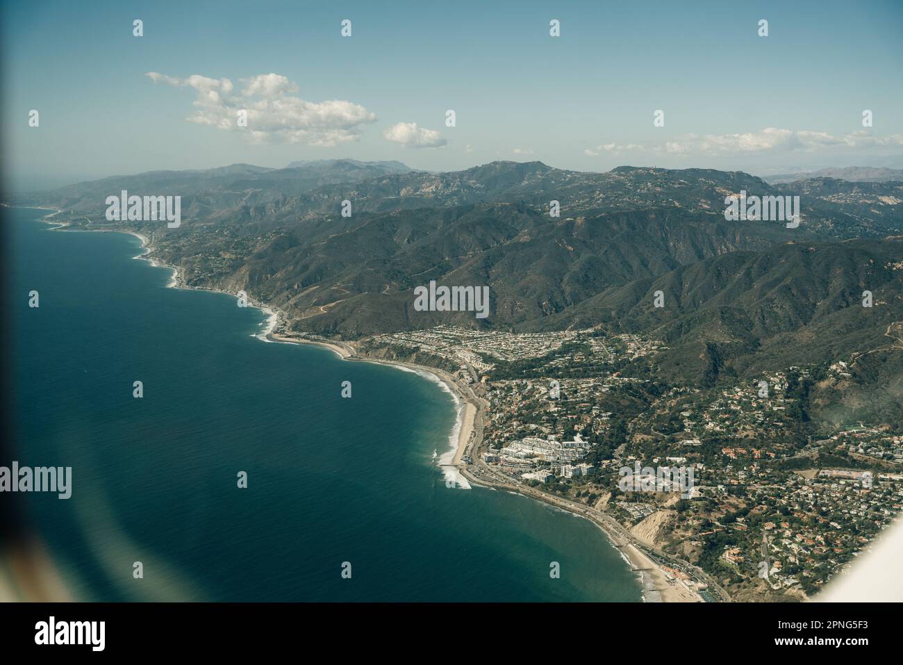 Aerial view of Leo Carrillo State Park and Pacific Coast Highway in ...