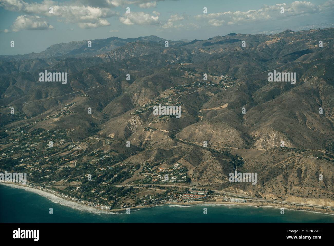 Aerial view of Leo Carrillo State Park and Pacific Coast Highway in ...