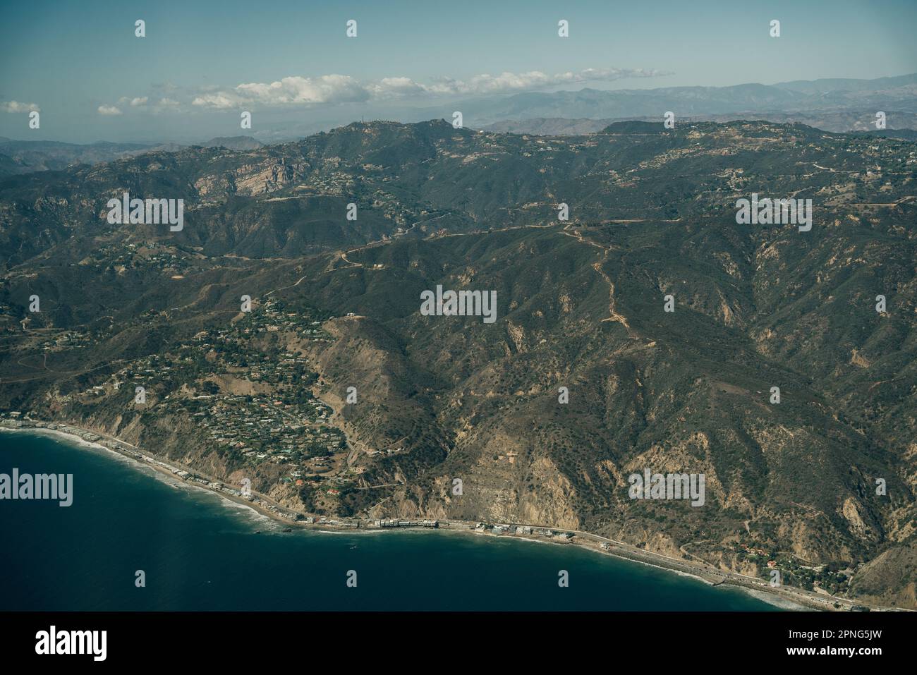 Aerial view of Leo Carrillo State Park and Pacific Coast Highway in ...