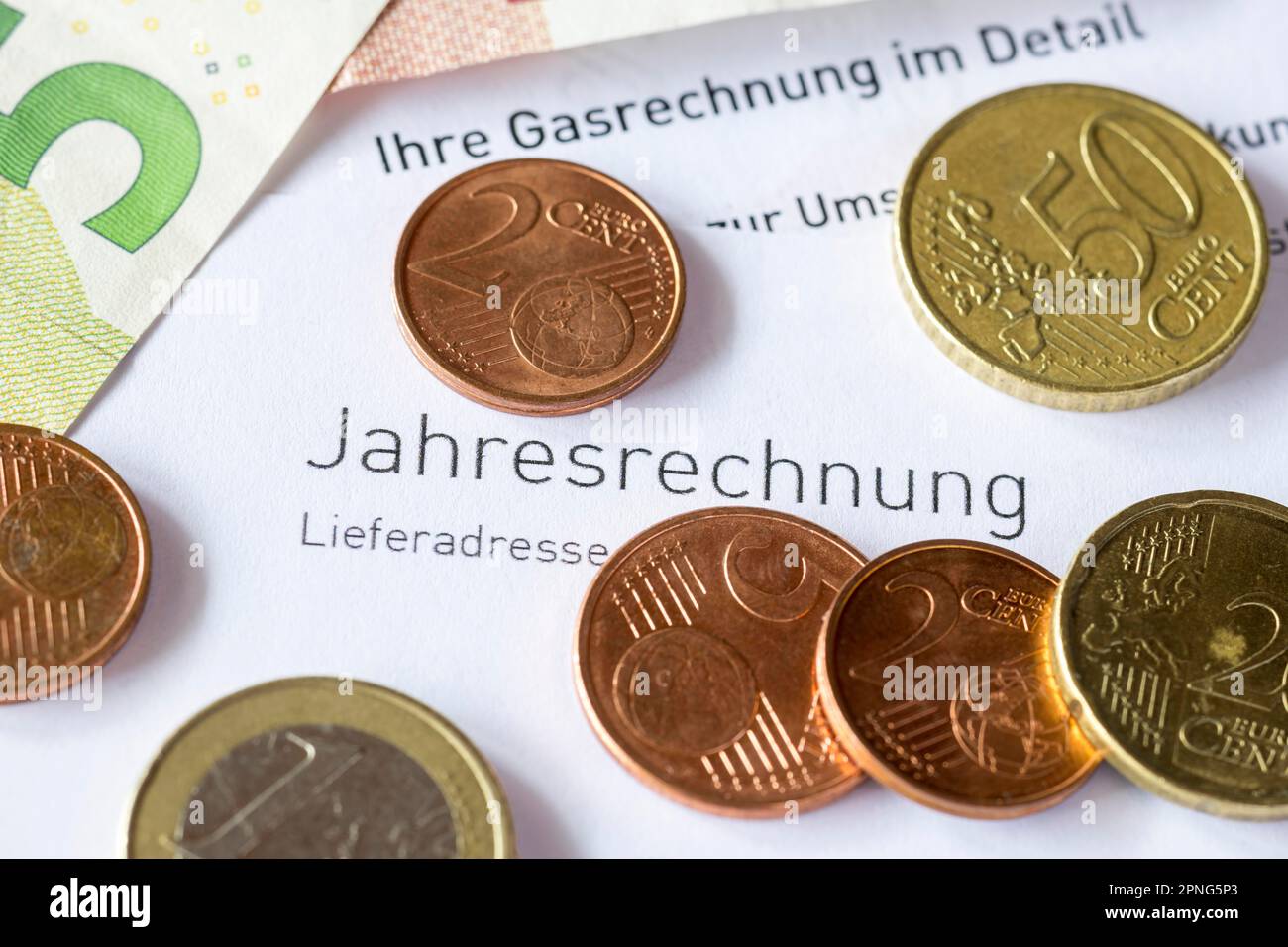 Symbol Image Energy Costs Annual Bill Gas Contract Gas Euro Banknotes Coins Cents Stock