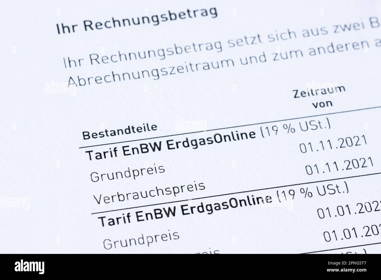 Symbol image energy costs, EnBW, bill, gas contract, natural gas, gas ...