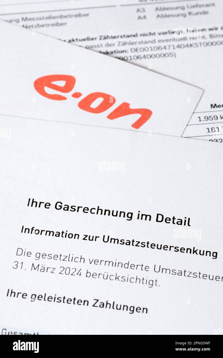 Symbolic image energy costs, Eon AG, gas bill in detail, gas contract ...