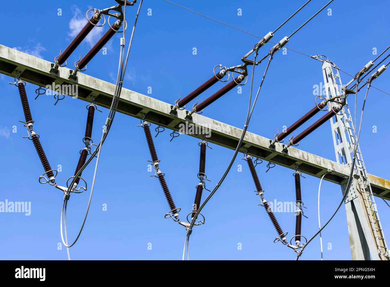 High-voltage system, overhead lines, insulators, Baden-Wuerttemberg ...