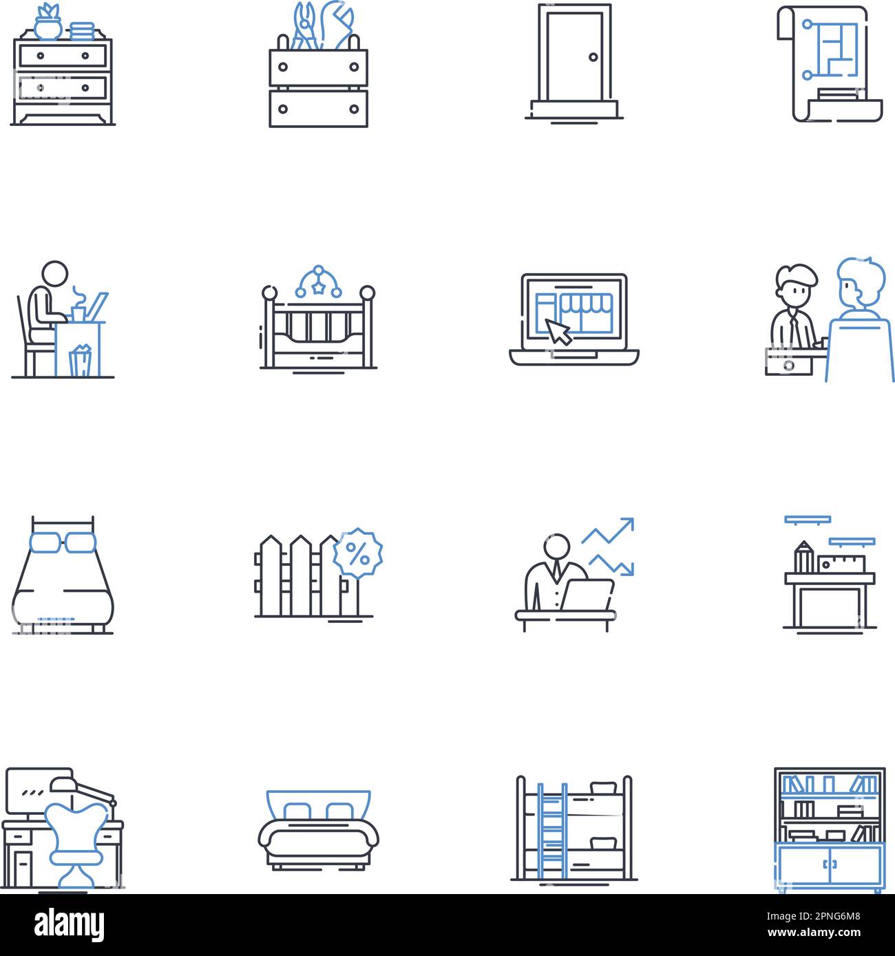 Mattress line icons collection. Comfort, Support, Quality, Durability ...