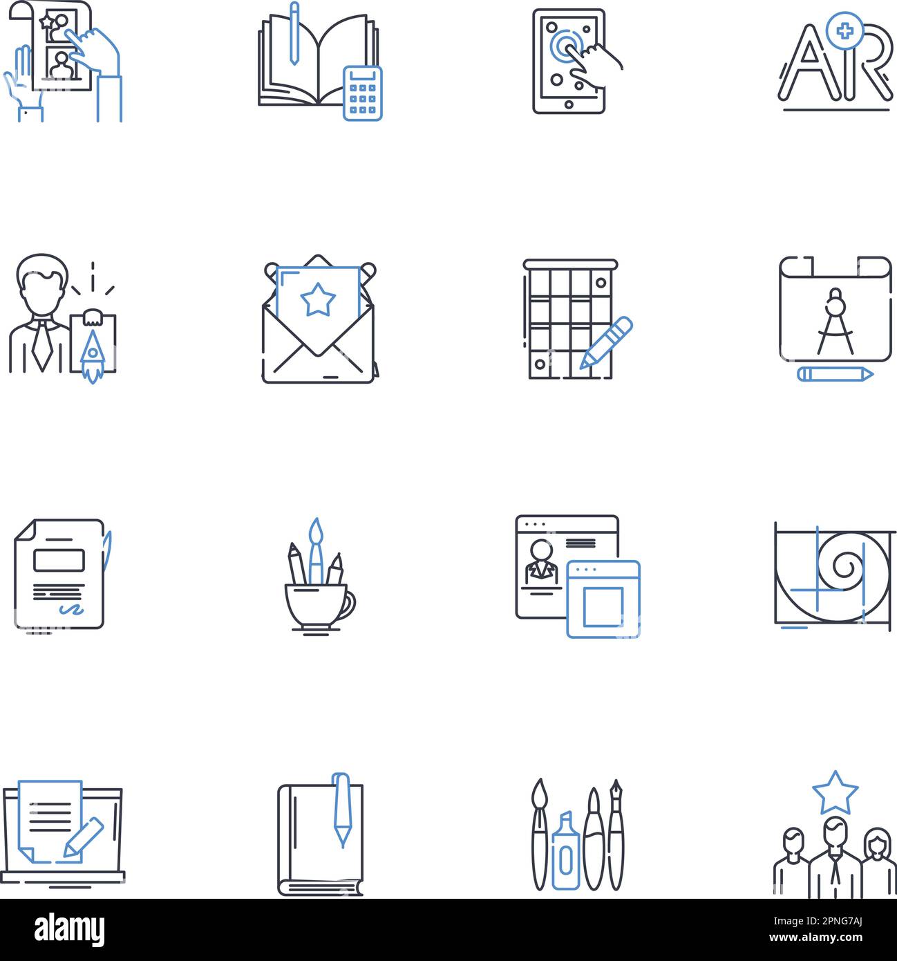 Technician Line Icons Collection Analytical Diligent Skilled