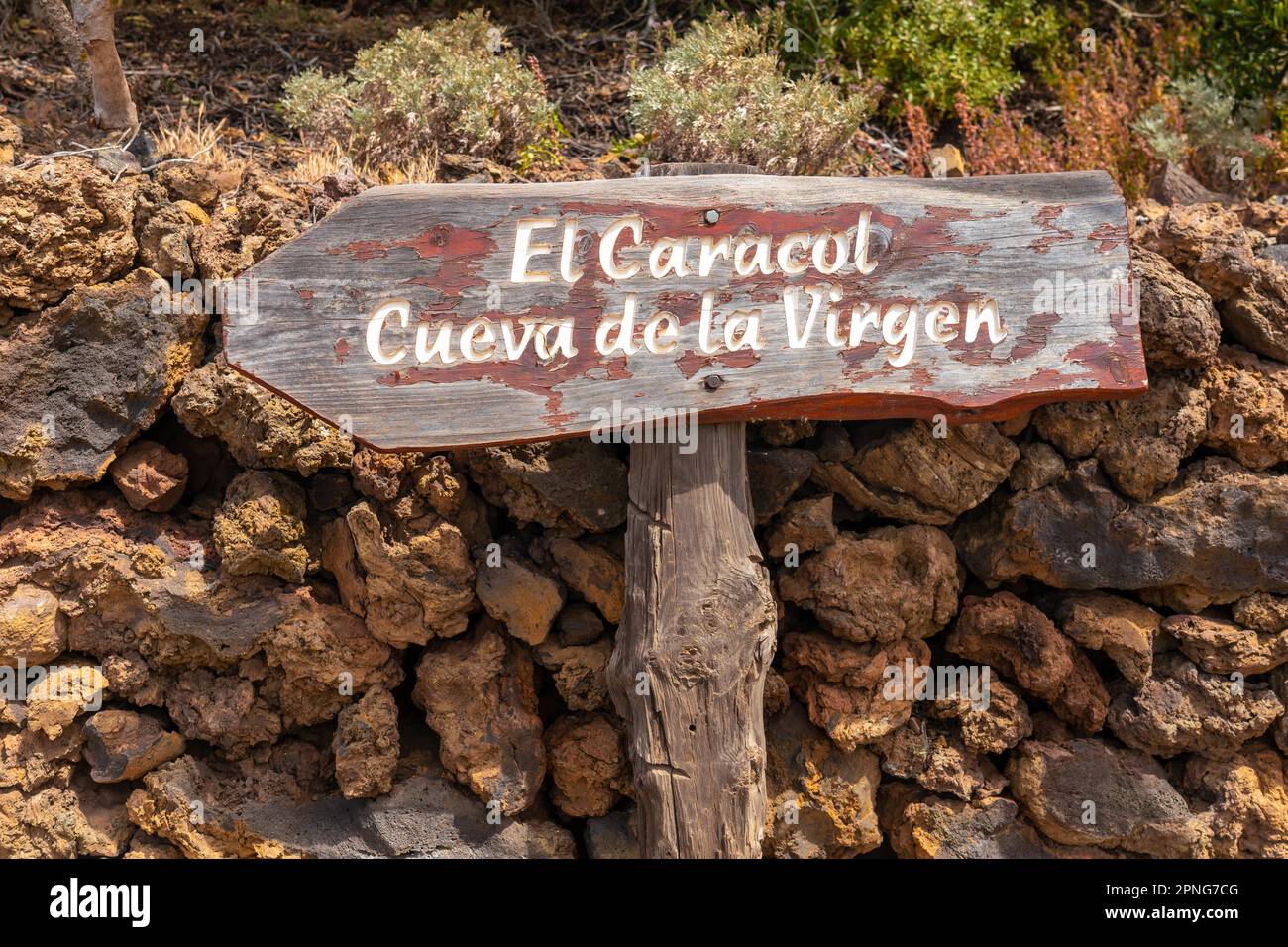 El Hierro Island. Canary Islands, sign to go along the path of the ...