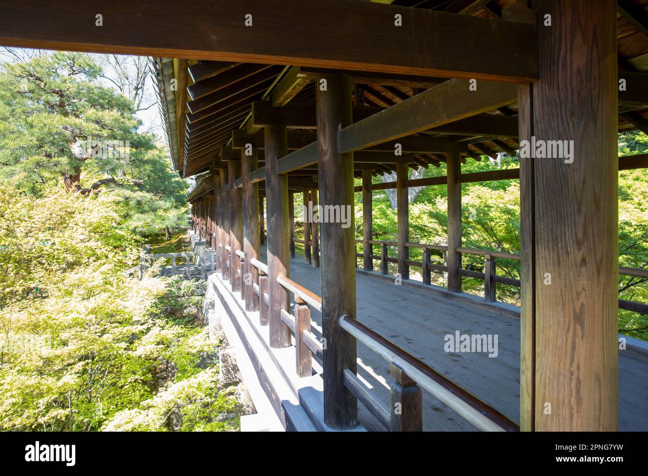 April 2023 Kyoto Japan, Tsutenkyo wooden bridge at Tofuku-ji temple in ...