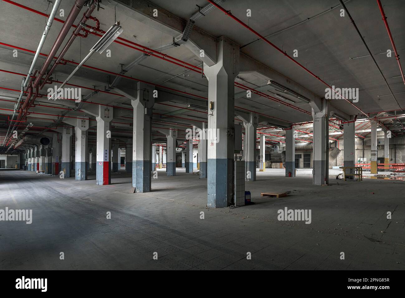 Empty production hall of a former paper factory, Lost Place, Baden ...