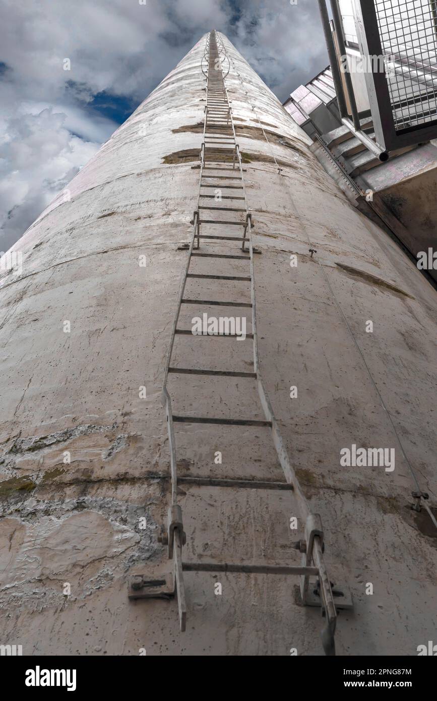 Chimney of the combined heat and power plant of a former paper factory ...