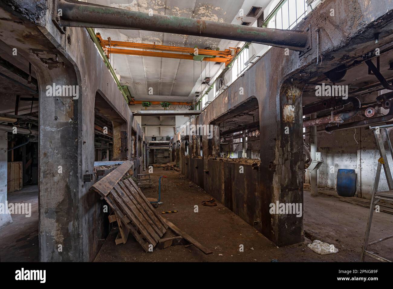 Dismantled production rooms of a former paper factory, Lost Place ...
