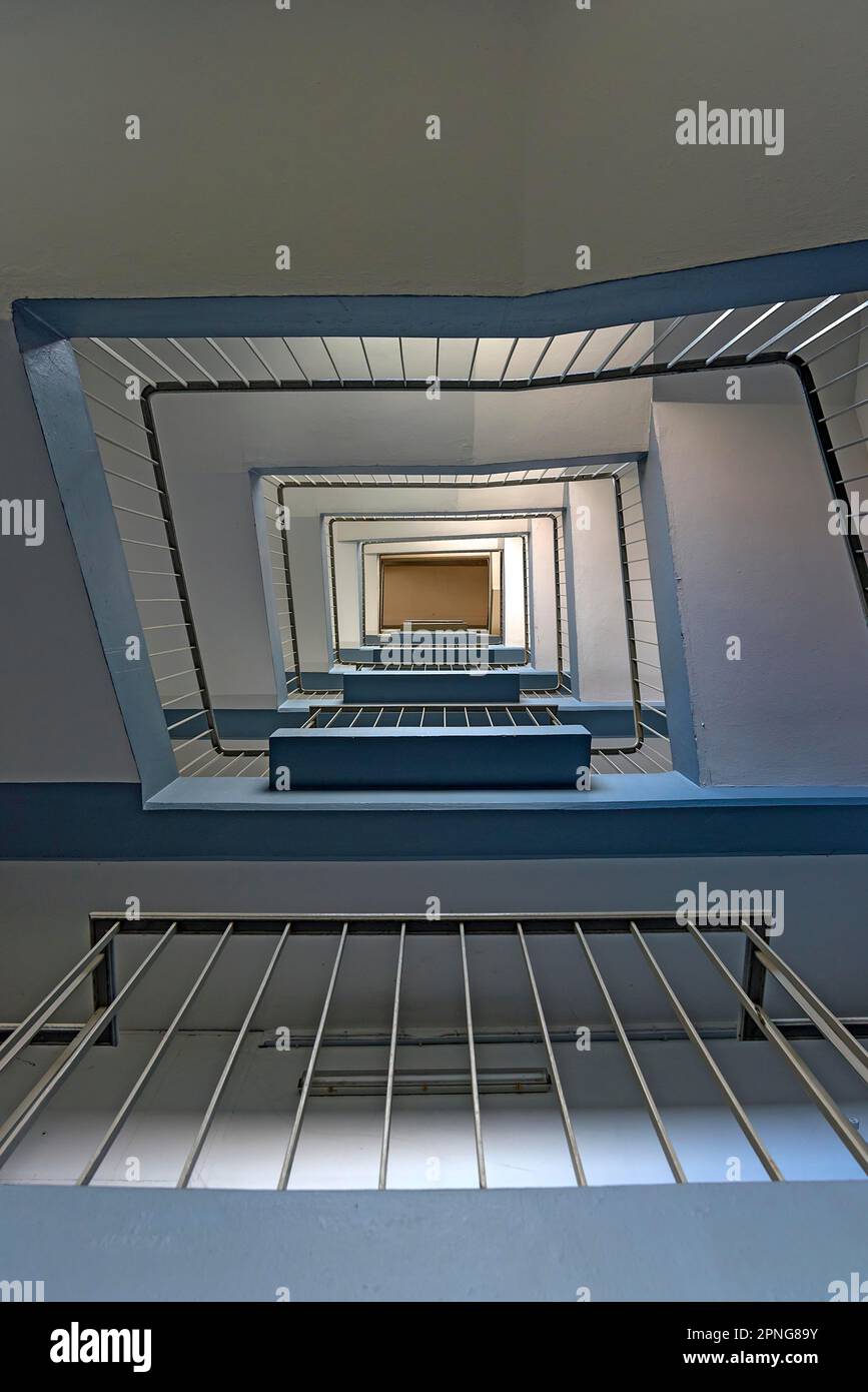 Staircase in Art Deco style around 1920 in a former paper factory, Lost ...