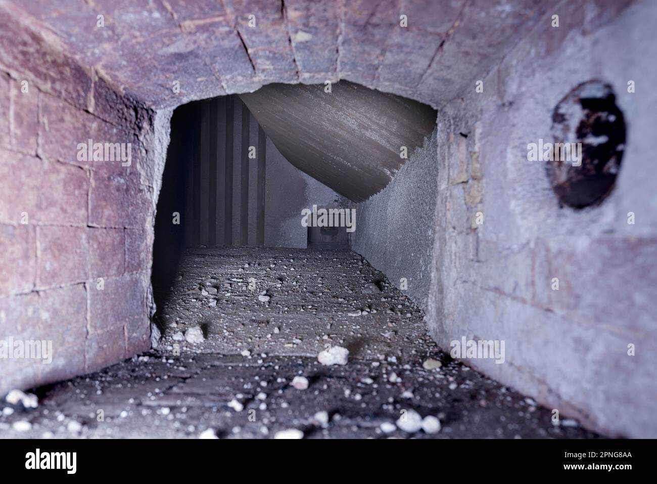 View into the boiler room of an industrial boiler of a former paper ...