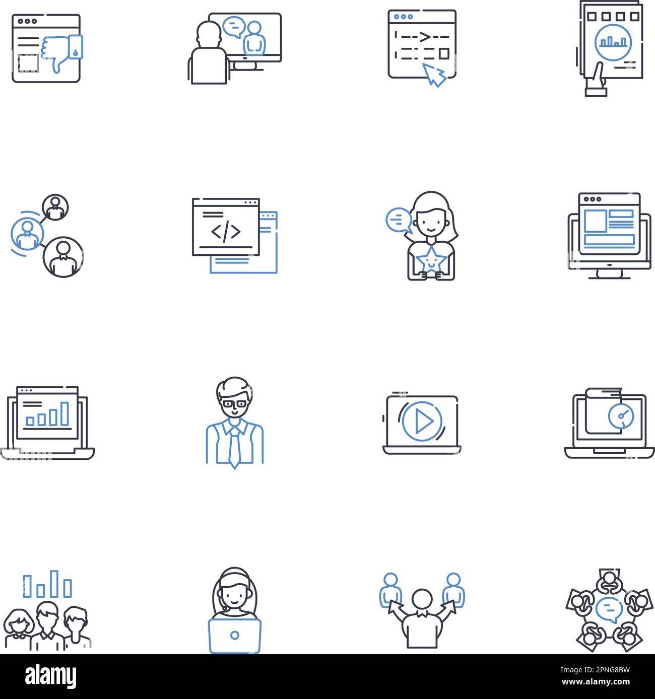 Web marketing line icons collection. SEO, PPC, Social, Content, Viral ...