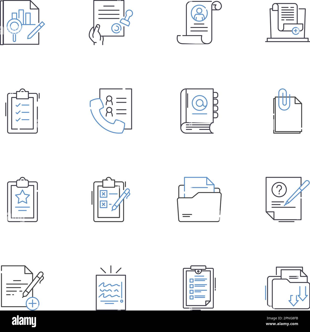 Writing technique line icons collection. Imagery, Dialogue, T ...