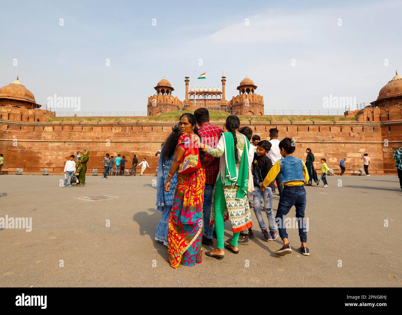 Red Fort and Outer Wall, UNESCO World Heritage Site, Delhi, India Stock ...