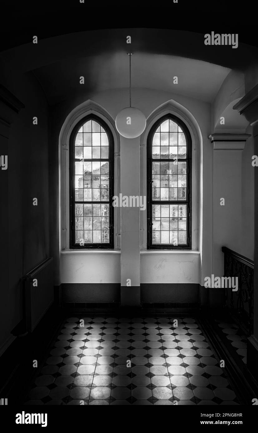 Black and white photograph, old hallway, Berlin, Germany Stock Photo ...