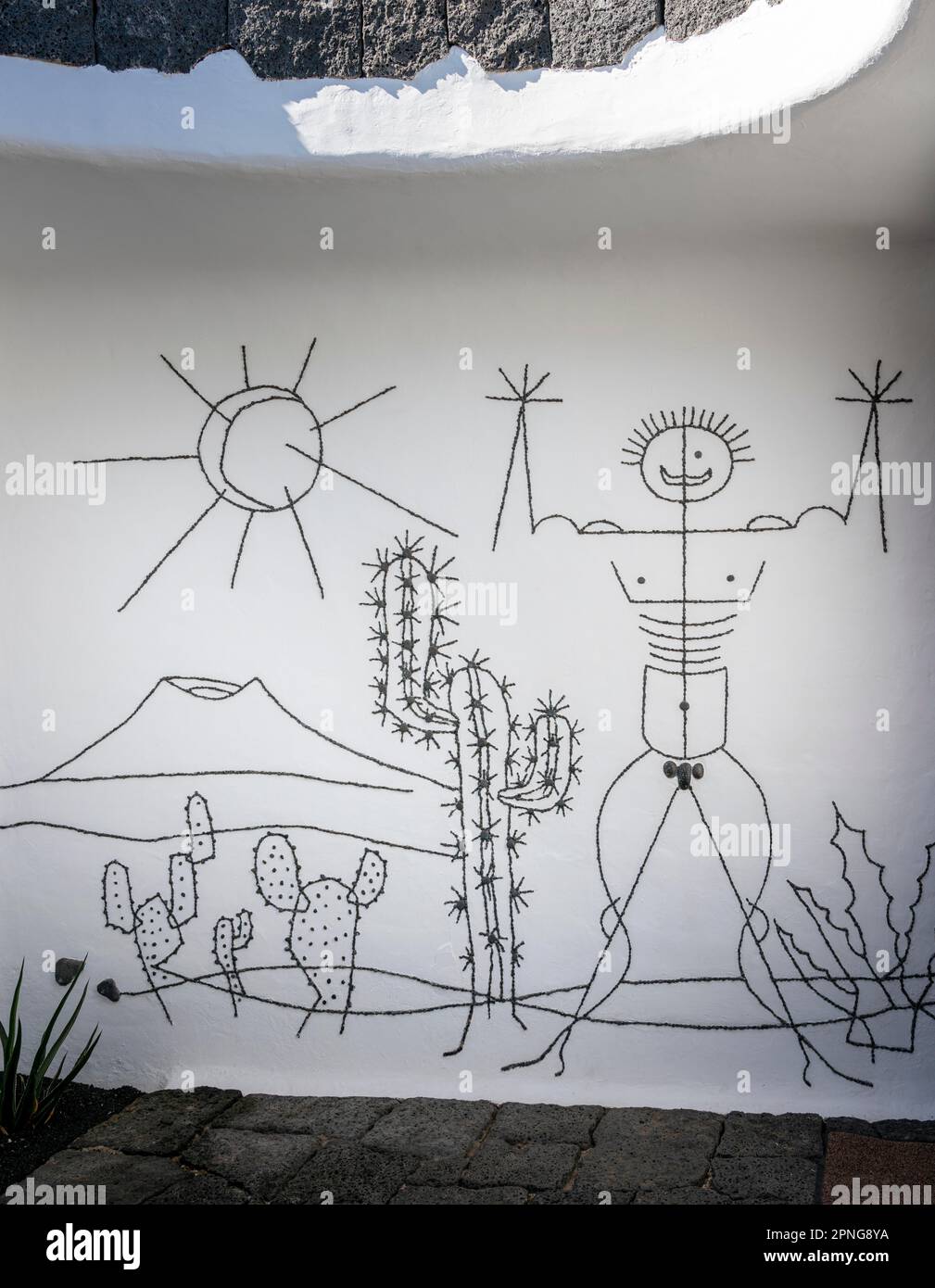 Artfully designed sign at the men's toilet, Jardin de Cactus, Cesar ...