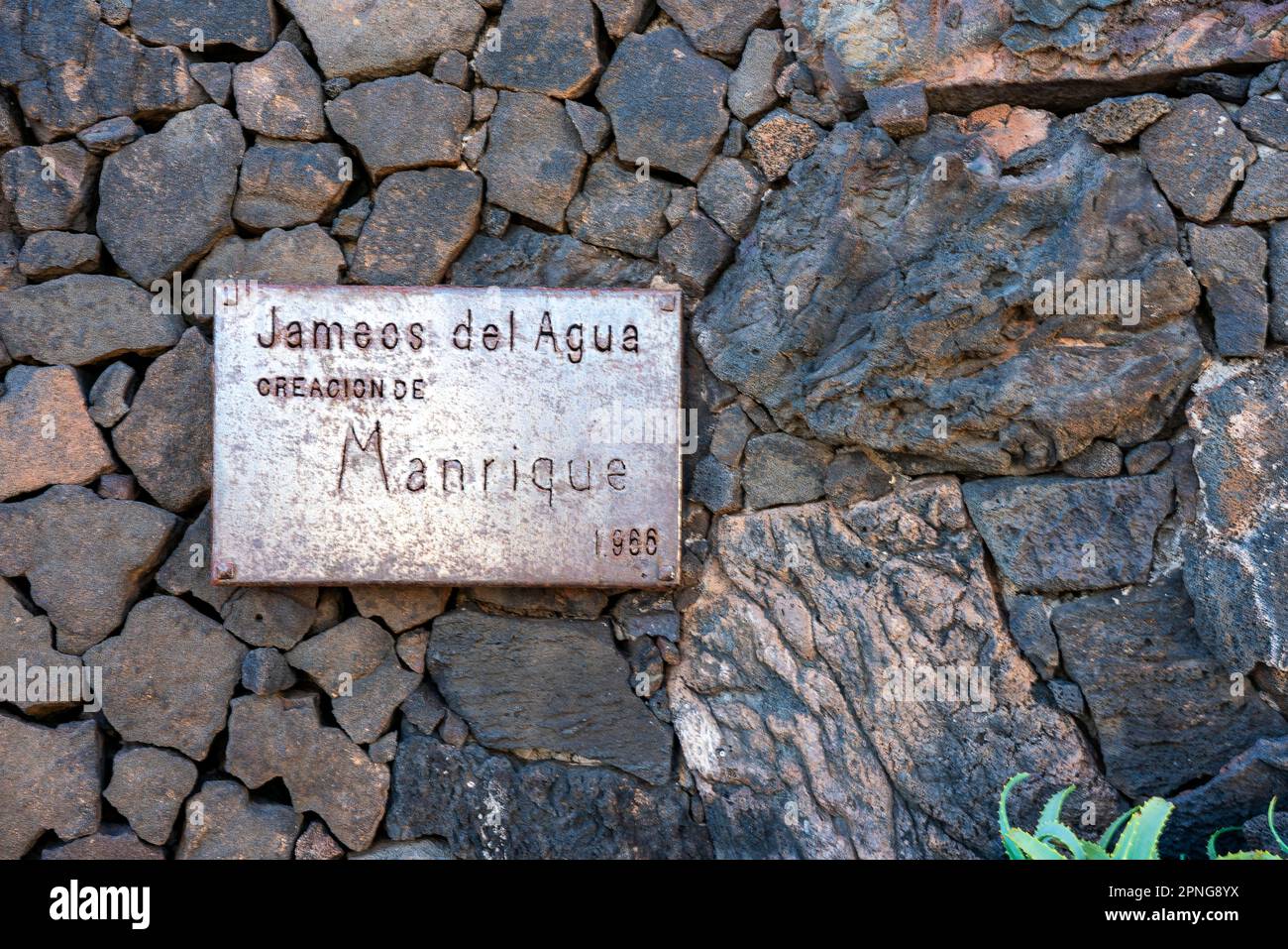 Sign at the entrance, cultural site and tourist attraction Jameos del ...