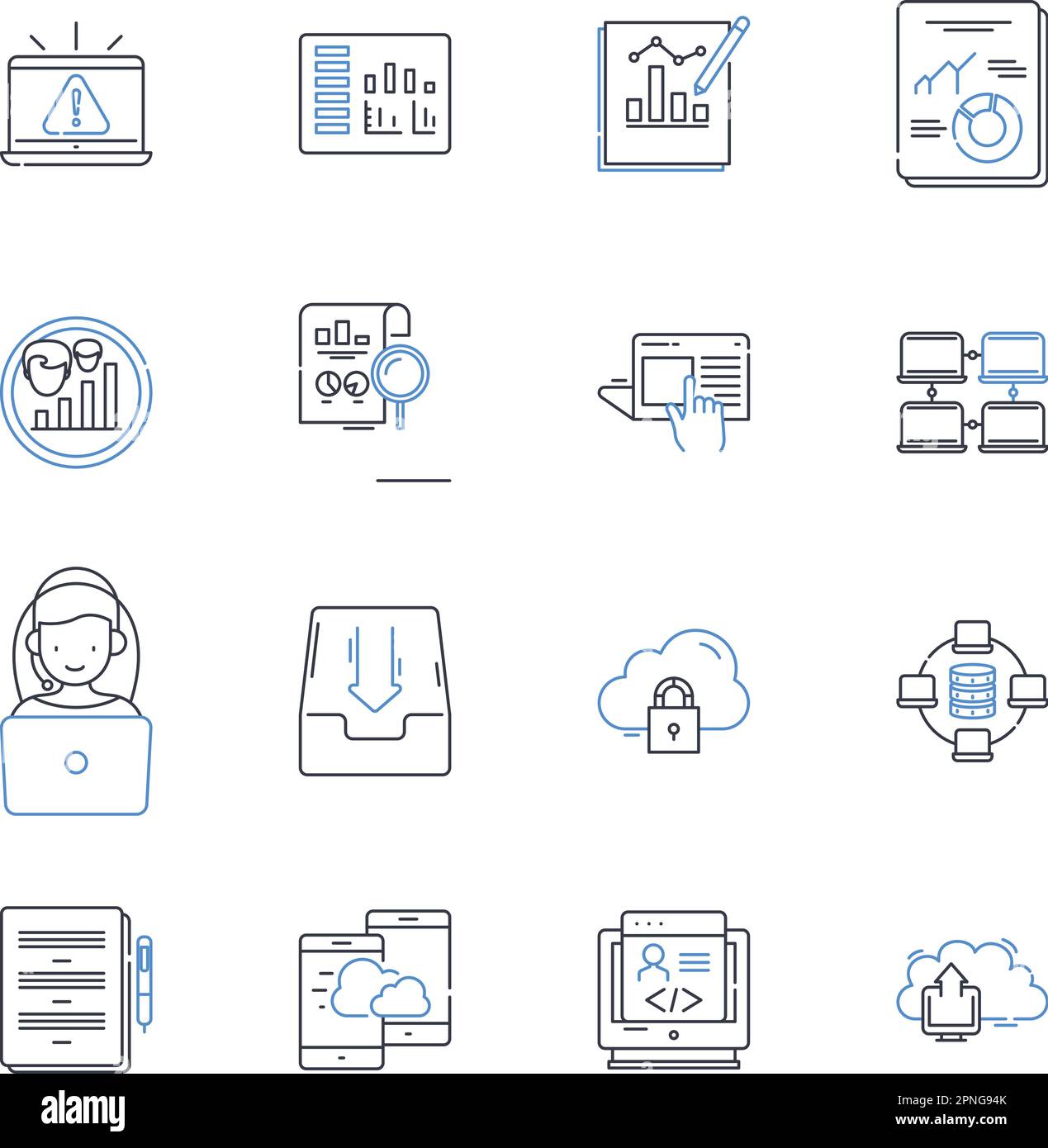 Leadership and management line icons collection. Vision, Strategy ...