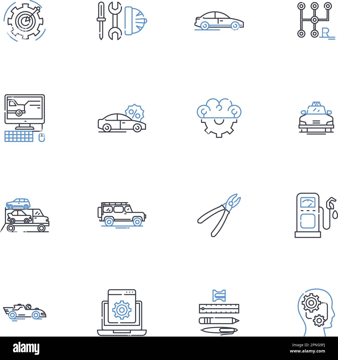 Auto maintenance line icons collection. Oil, Filter, Tire, Brake ...