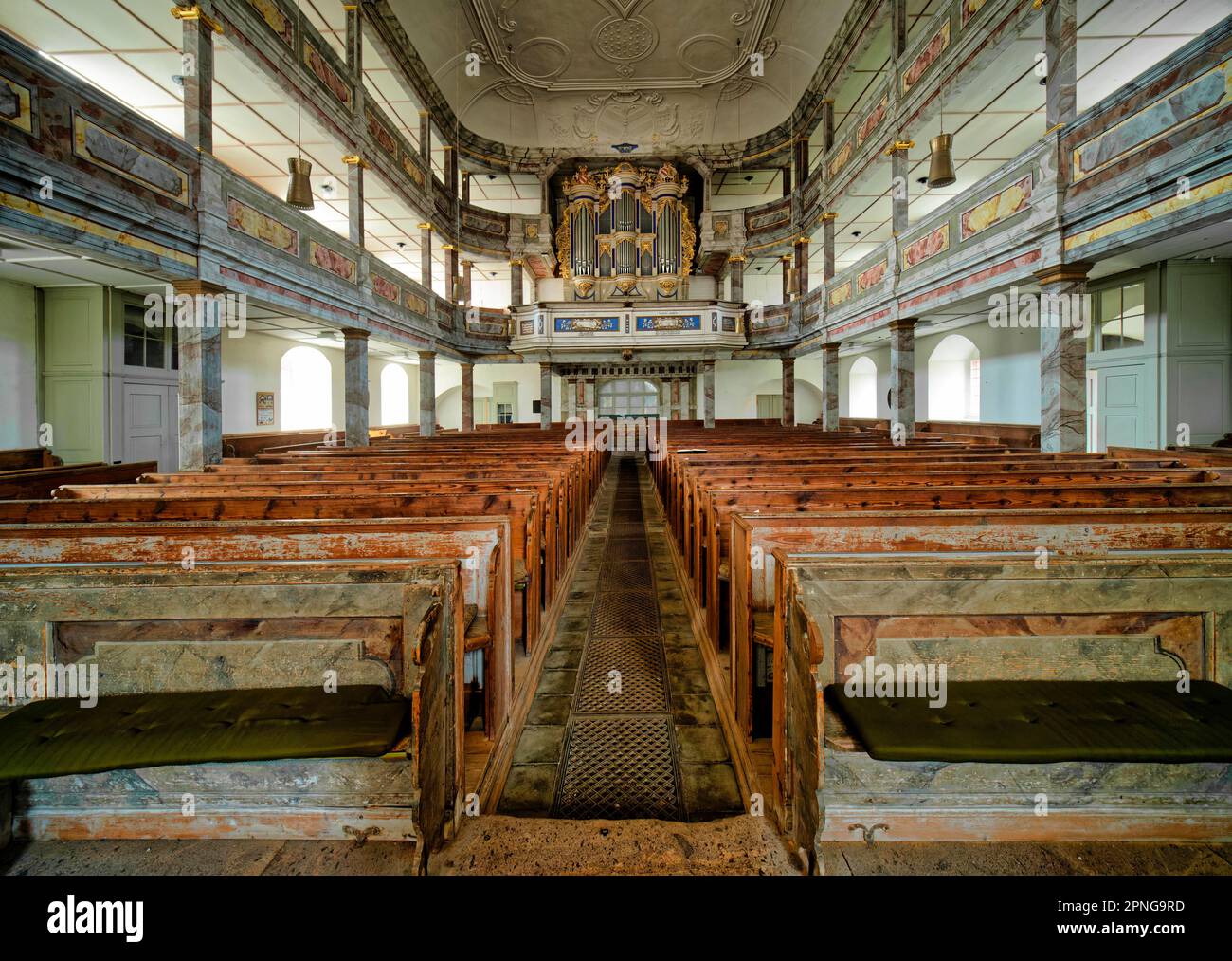 Baroque hall church St. Otto with the organ, interior, Wechselburg ...