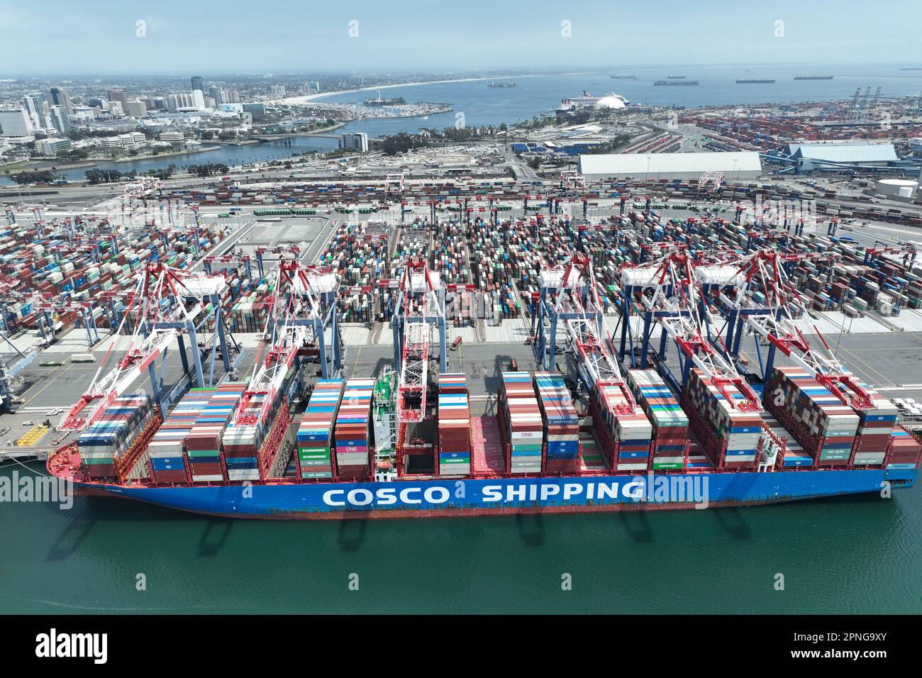 Cosco shipping container ship port of long beach hi-res stock ...