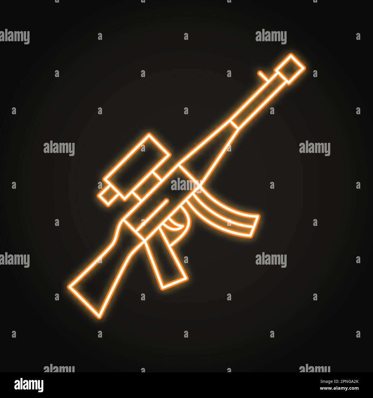 Machine gun neon line icon. Weapon, firearm symbol. Vector illustration ...
