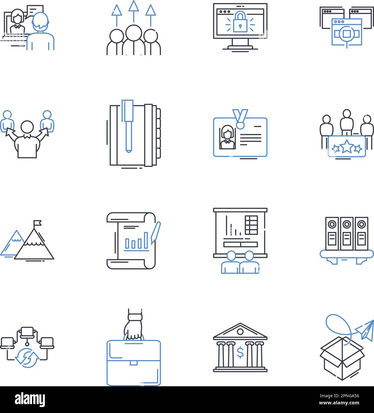 Performance Review Line Icons Collection Evaluation Feedback