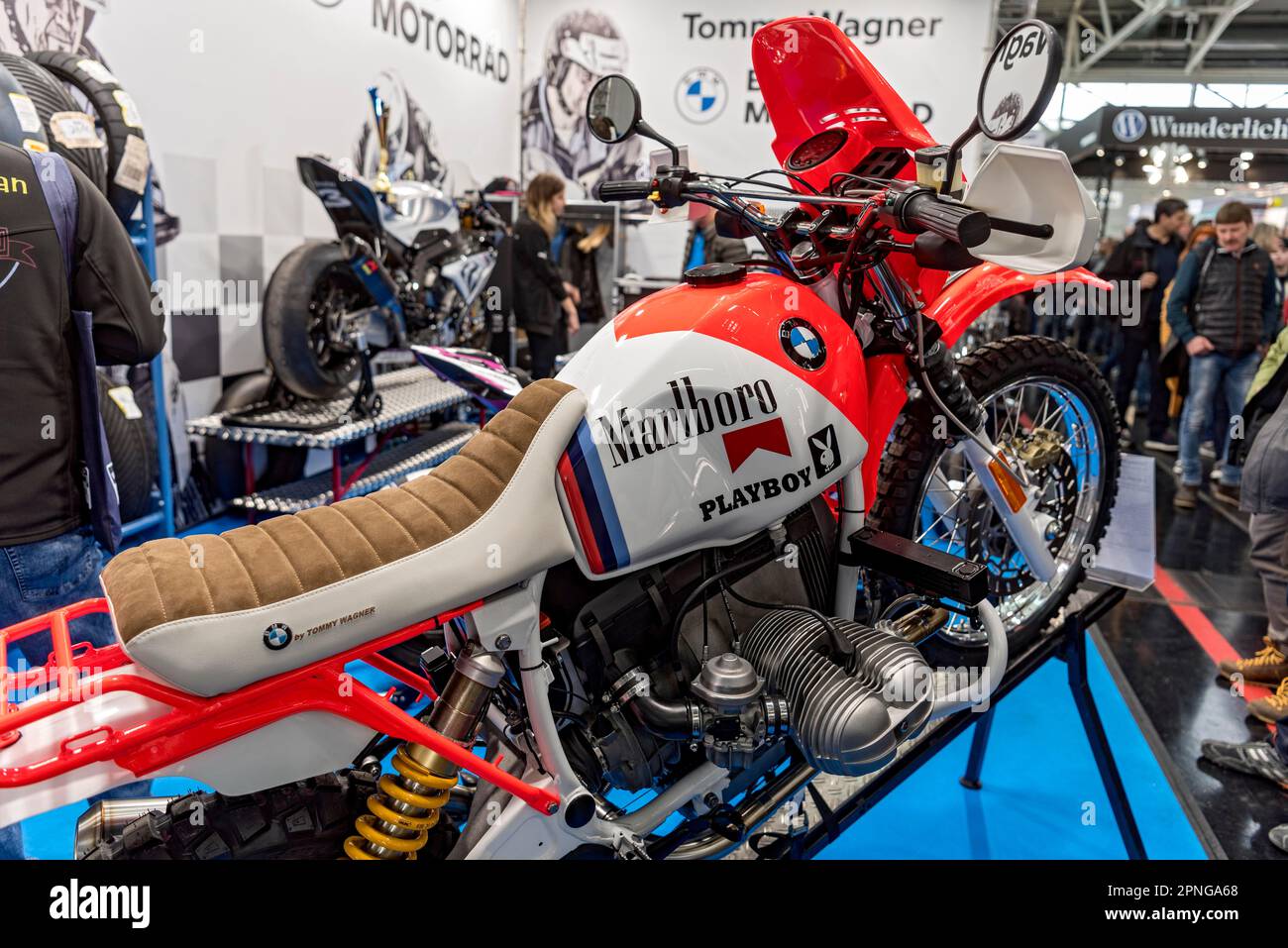 BMW R 80 G S Lac Rose, off-road racing motorbike by Tommy Wagner, logos ...