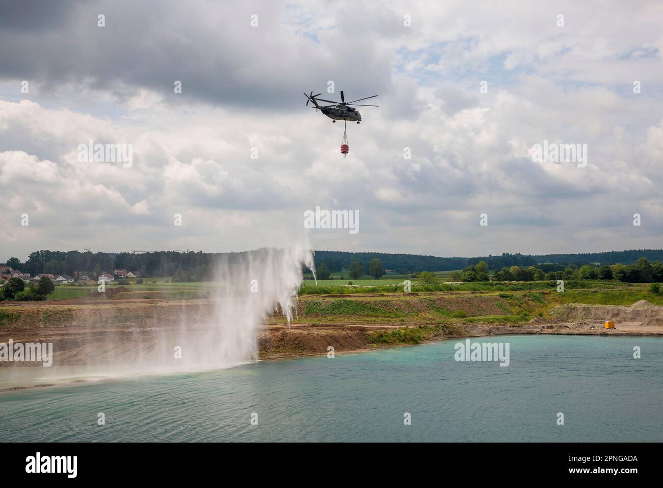 German Armed Forces helicopter with fire extinguishing tank 5000 litres ...