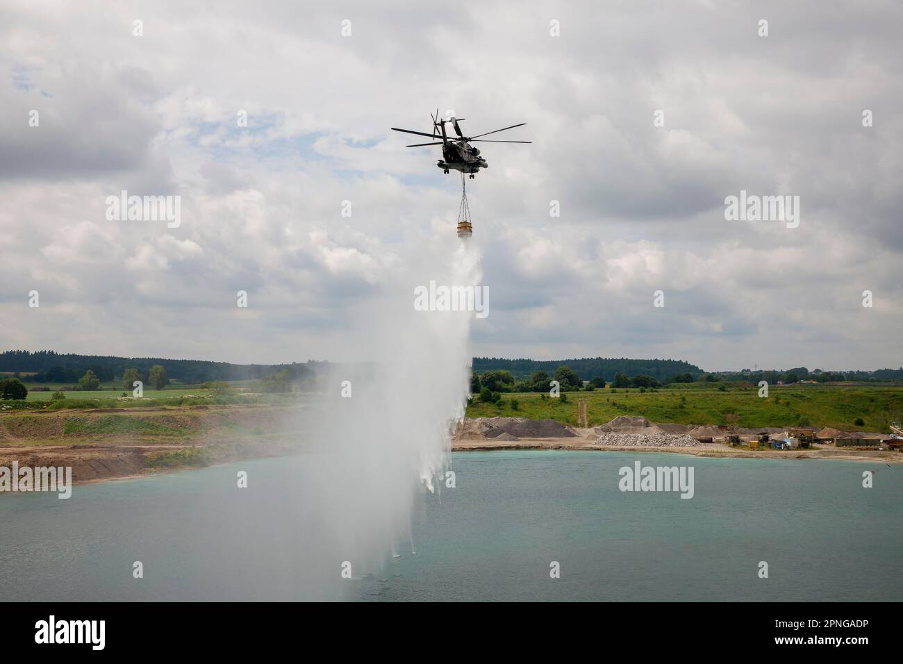 German Armed Forces helicopter with fire extinguishing tank 5000 litres ...