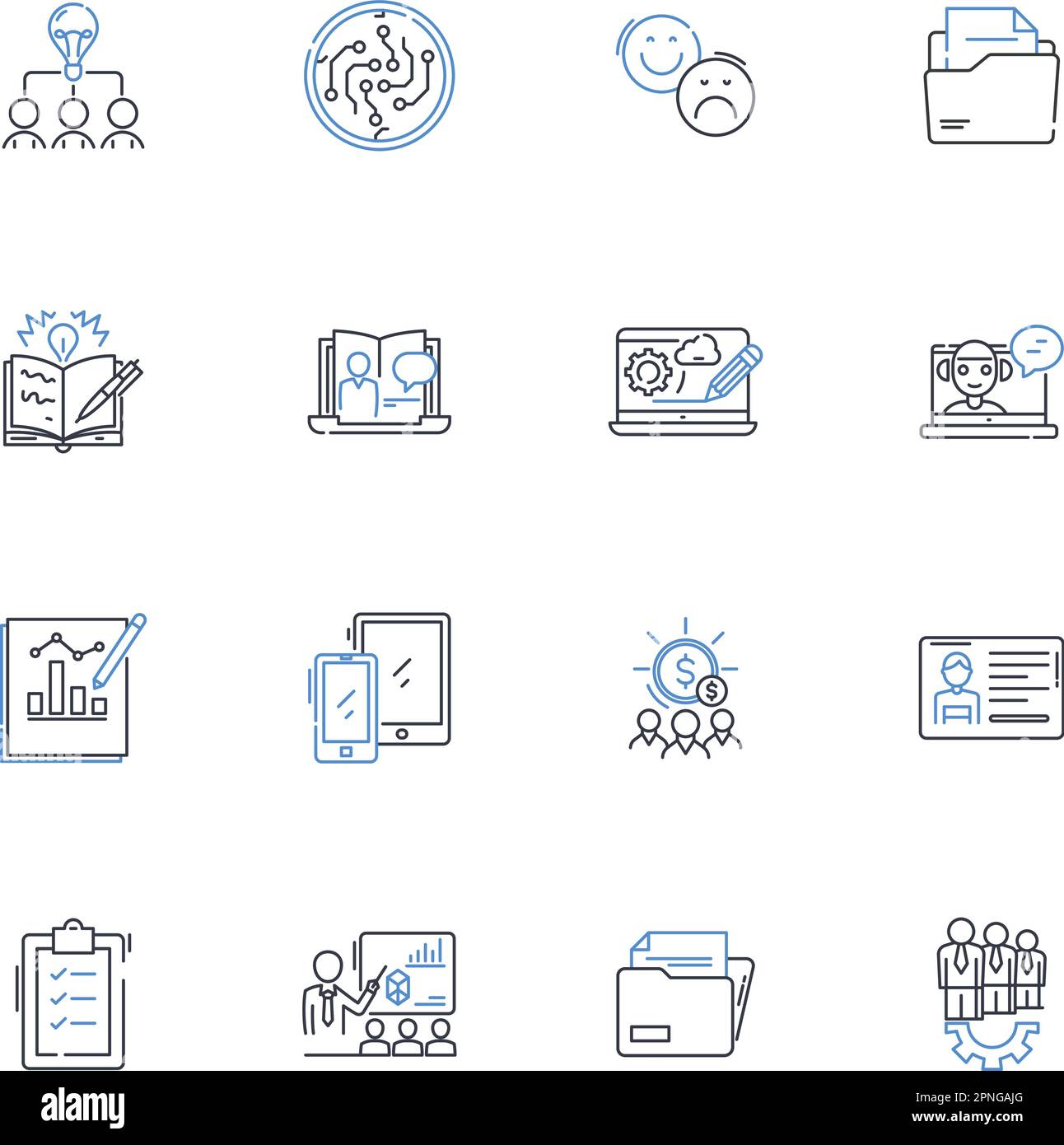 Assimilating organizations line icons collection. Integration ...