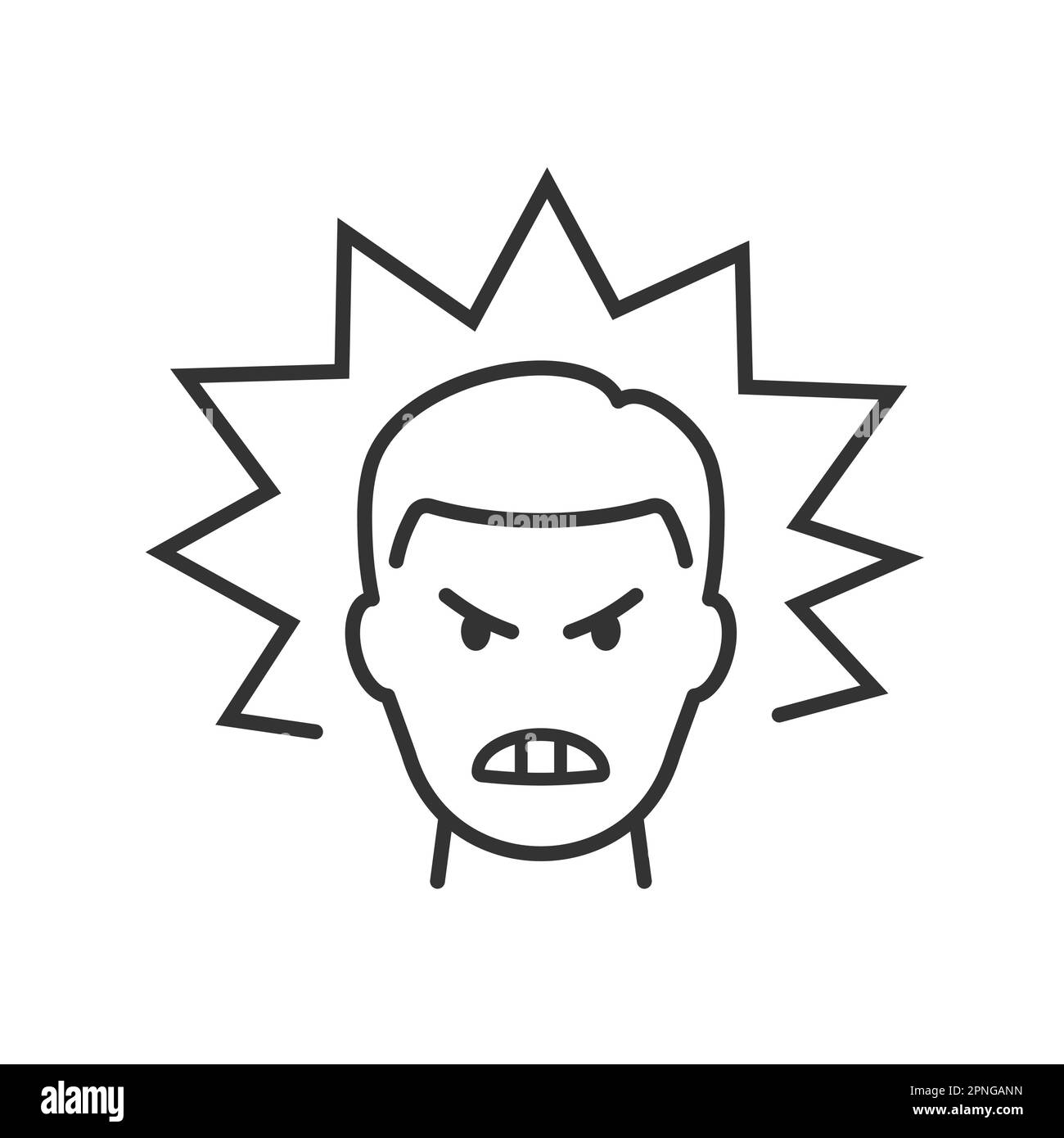 Anger line icon. Symbol of stress, anxiety, headache. Vector ...