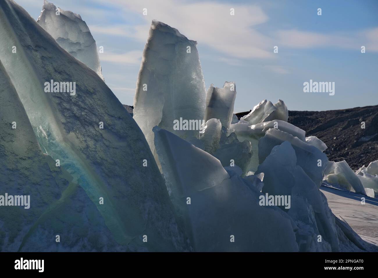 Ice in the sun at the western limit of the ice sheet near Kangerlussuaq ...