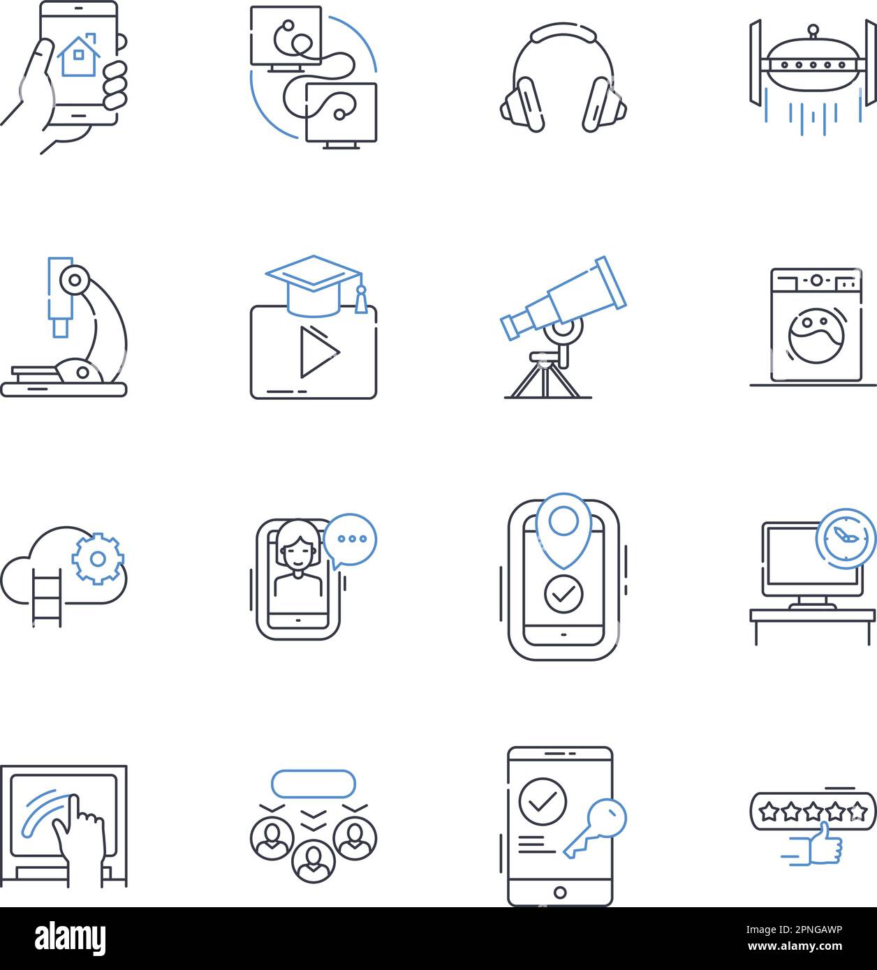 Attachments line icons collection. Clasps, Adherents, Couplers ...